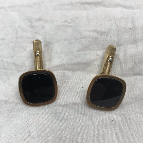 SWANK | Accessories | Swank 2 12k Gf Gold Onyx Cufflink Set Midcentury ...